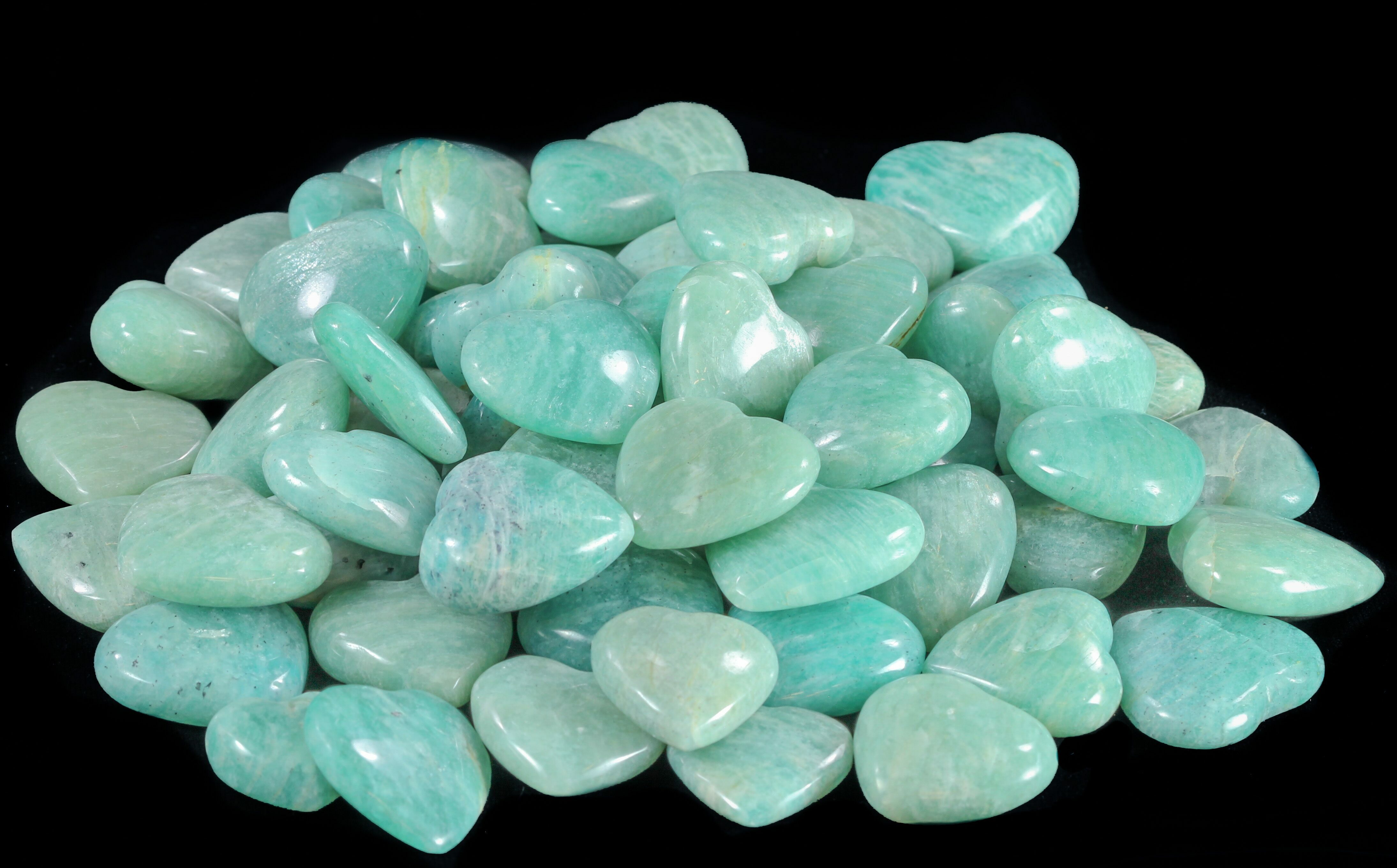 Small Polished Amazonite Hearts - 5 Pack For Sale - FossilEra.com