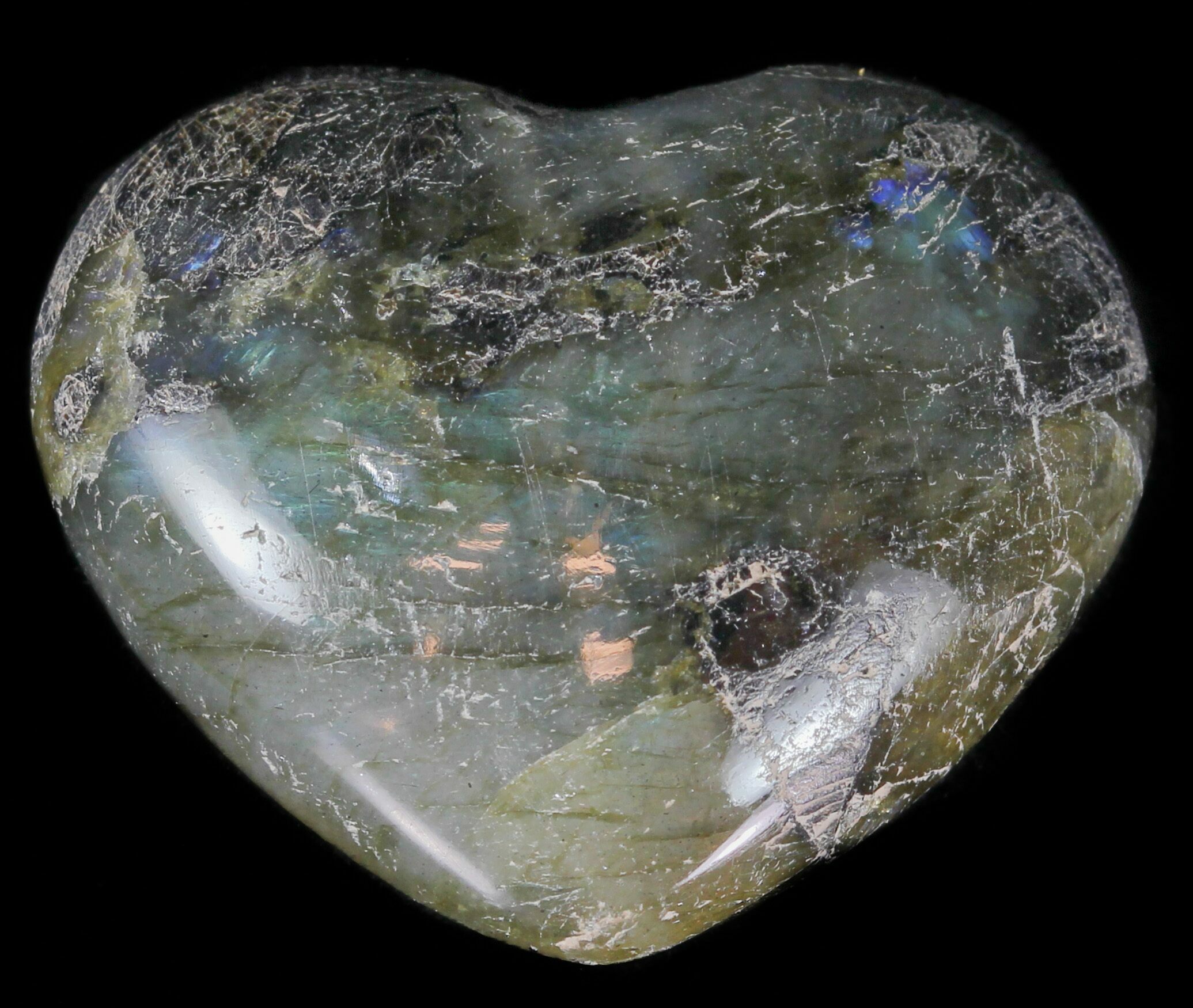 Small Polished Labradorite Hearts - 5 Pack For Sale - FossilEra.com