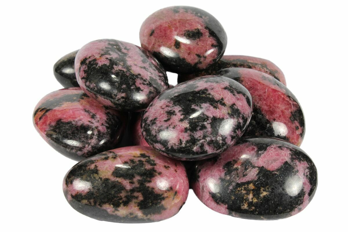 2" Polished Rhodonite Palm Stone For Sale - FossilEra.com