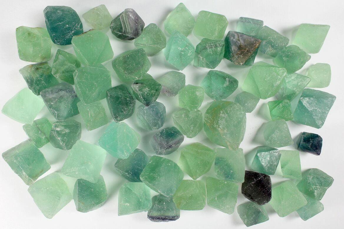 Green Fluorite Octahedrons - 1 KG Bag (~45 Pieces) For Sale - FossilEra.com