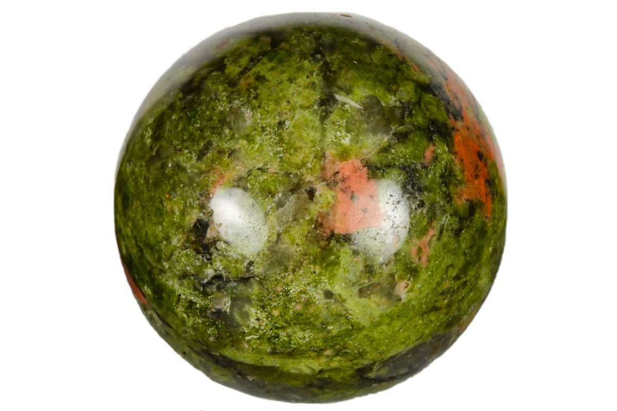 .9" Polished Unakite Sphere For Sale - FossilEra.com