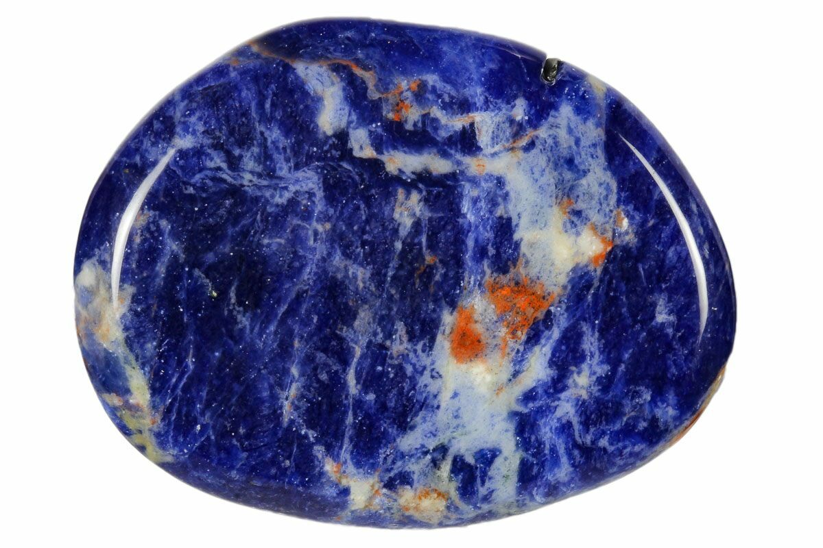 2" Polished Sodalite Flat Pocket Stone For Sale - FossilEra.com