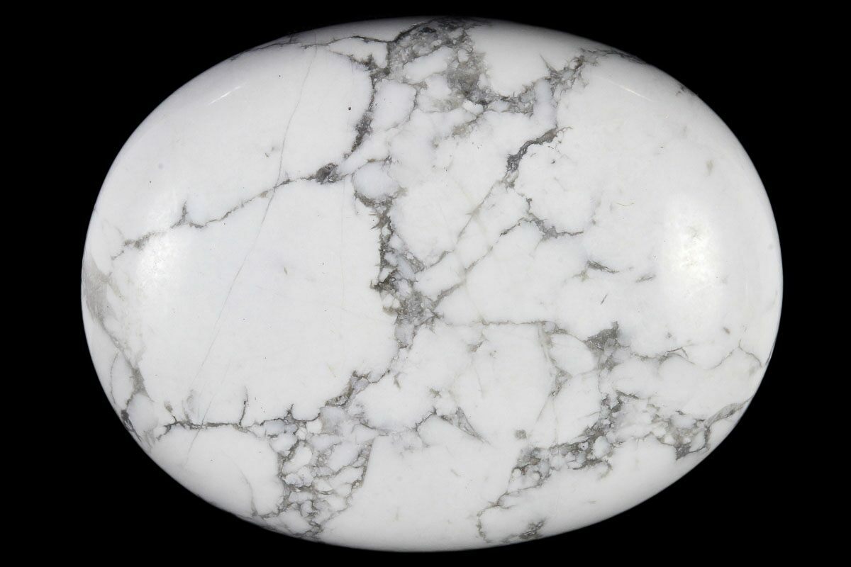 1.8" Polished White Howlite Pocket Stone For Sale - FossilEra.com