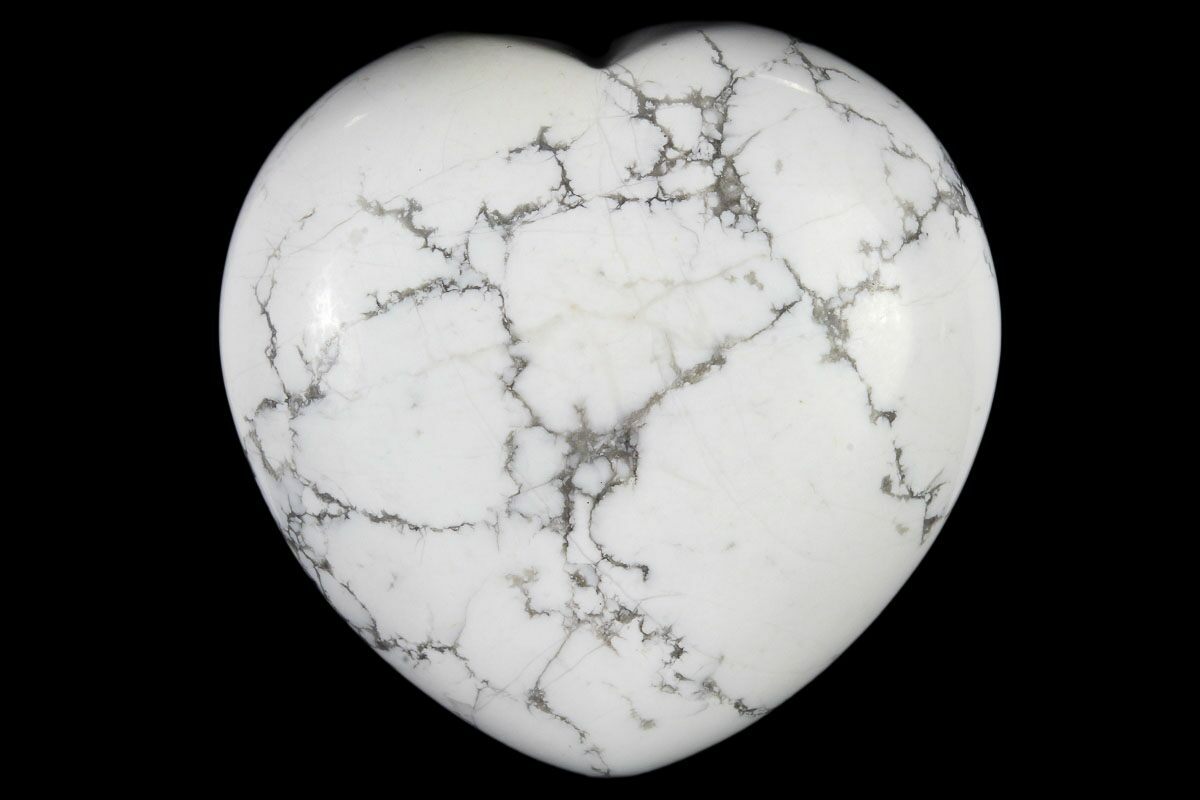 1.6" Polished White Howlite Heart For Sale - FossilEra.com