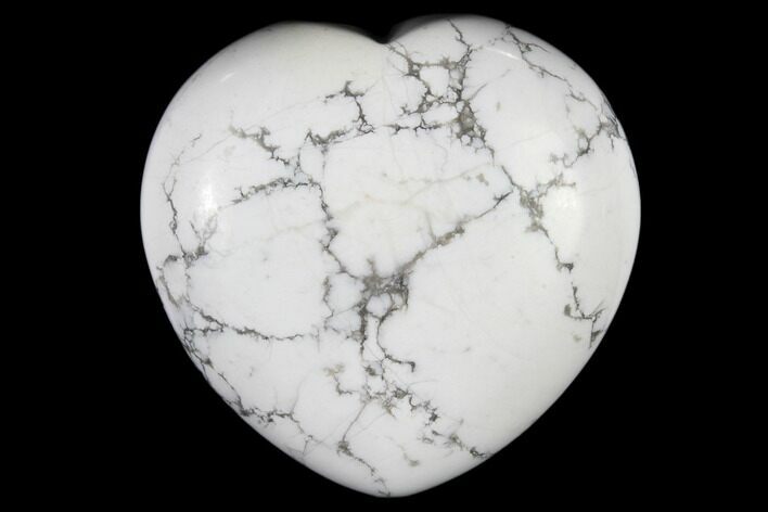 1.6" Polished White Howlite Heart For Sale - FossilEra.com