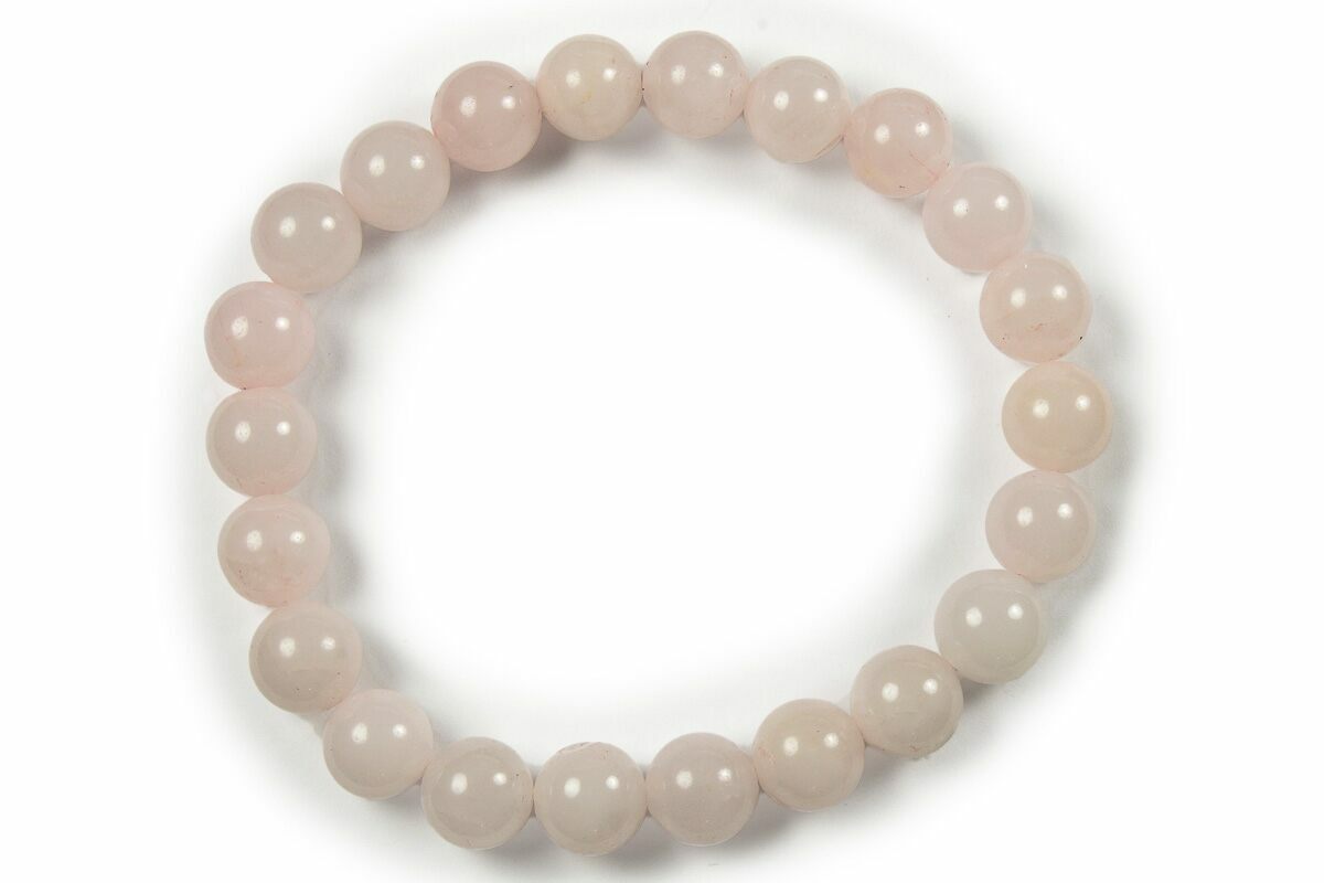 Rose Quartz Stone Bracelet - Elastic Band For Sale - FossilEra.com