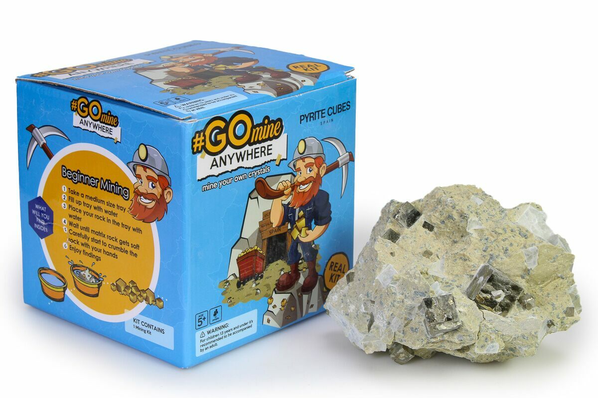 Natural Spain Cubic Pyrite Crystal Mining Kit For Sale - FossilEra.com
