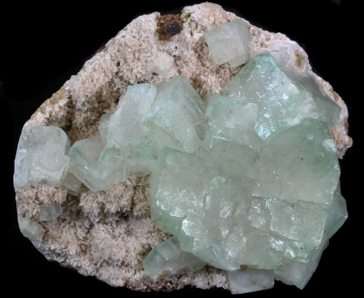 Green Apophyllite Crystals On Zeolites - India For Sale (#34066 ...