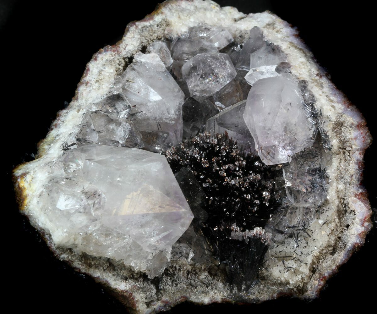 Pyrolusite Spray In Quartz Geode - Exceptional Specimen For Sale ...