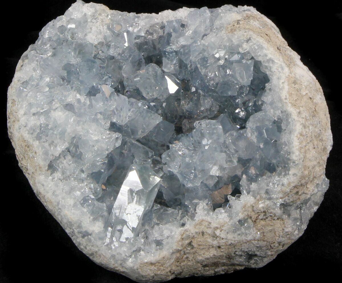4.2" Celestite Geode - Icy Blue Crystals For Sale (#37088) - FossilEra.com