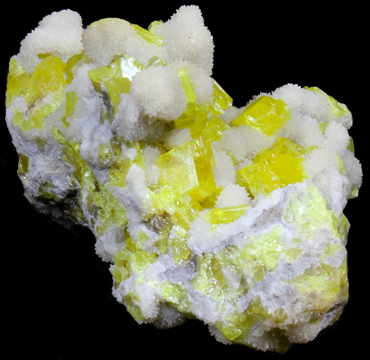 3.9" Sulfur Crystals on Aragonite - Italy For Sale (#39017) - FossilEra.com