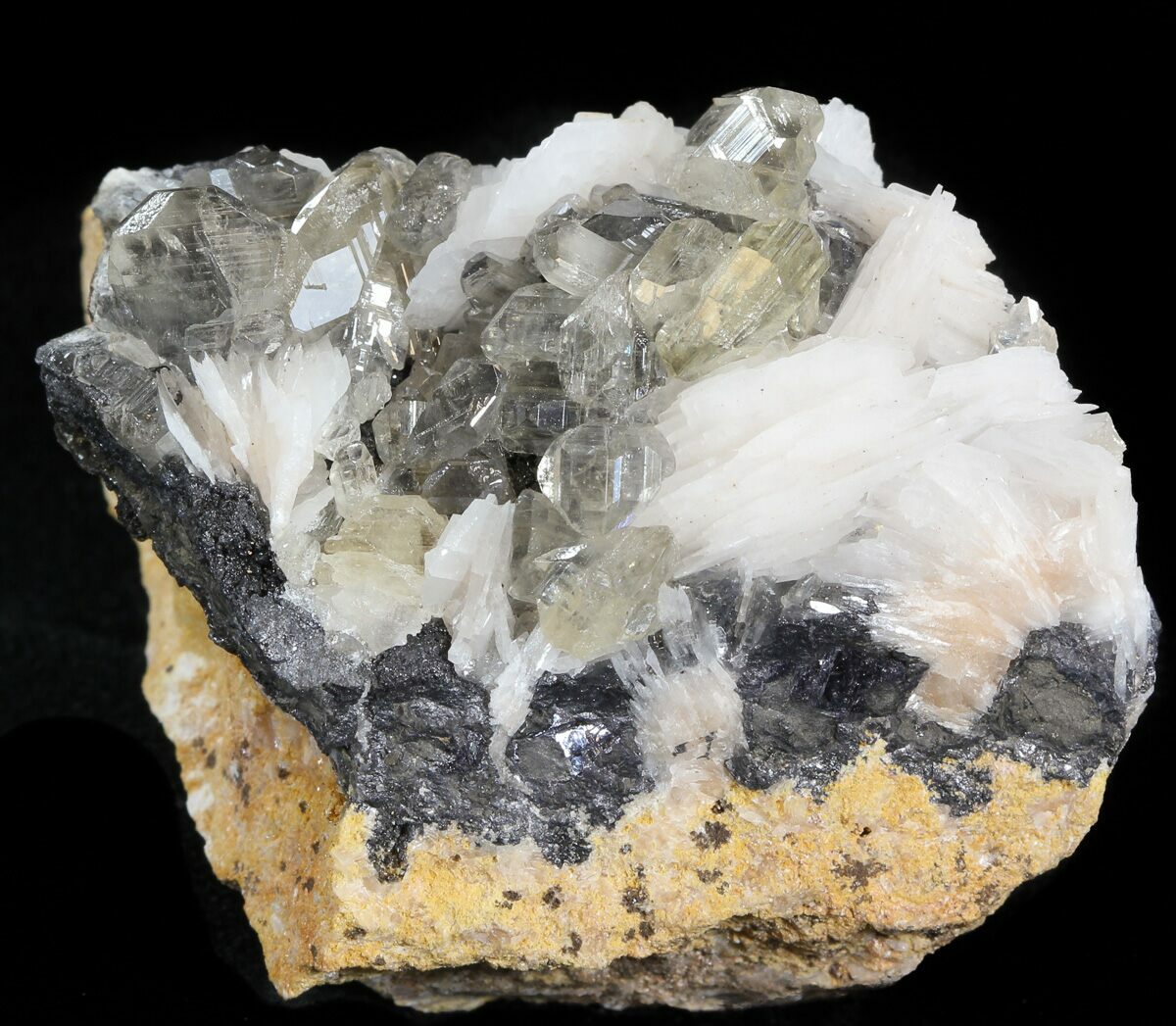 2.0" Cerussite Crystals with Bladed Barite on Galena- Morocco For Sale ...
