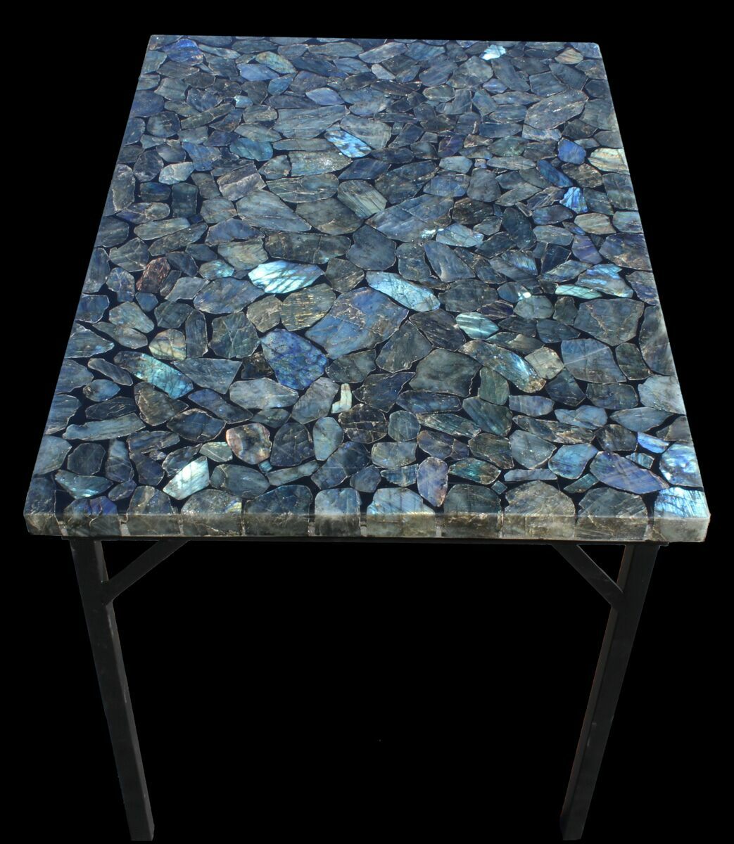 36 x 24" Labradorite Coffee Table With Powder Coated Base For Sale ...